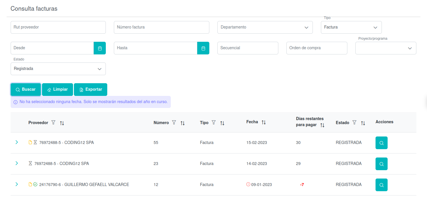 5. Consulta facturas – Tu Municipio
